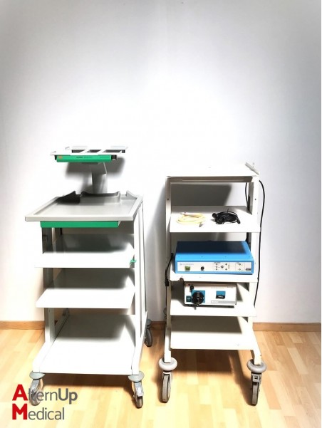 Lot of 2 Endoscopy Trolley with Video Processor and Light Source