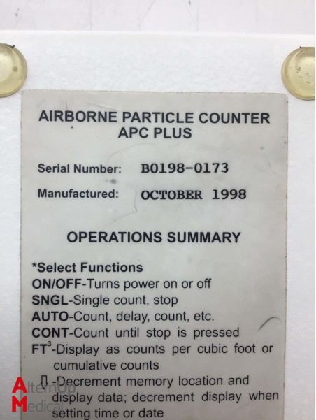 BioTest APC Plus Airbone Particle Counter - Alternup Medical